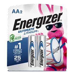 energizer aa lithium batteries, world's longest lasting double a battery, ultimate lithium (2 battery count) - packaging may vary