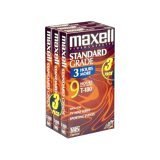 maxell 213043 t180-gx standard grade vhs video tape - 3 tapes