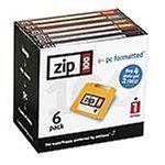 iomega zip 100 mb pc formatted disks (6 pack)