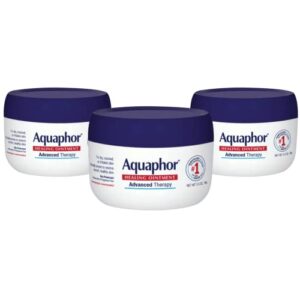 aquaphor healing ointment advanced therapy skin protectant, body moisturizer for dry skin, minor cuts and burns, dry cuticles, cracked heels, hands and lips, 3.5 oz jar