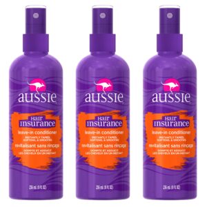 aussie hair insurance leave-in conditioner 8 fl oz (pack of 3)