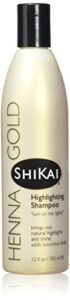 shikai henna gold highlighting shampoo (12 oz) | hydrating hair brightener enhances natural highlights | add shine & volume to dull hair