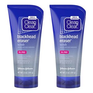 clean & clear blackhead eraser oil-free facial scrub with 2% salicylic acid acne medication, exfoliating daily face scrub for acne-prone skin care, 5 oz