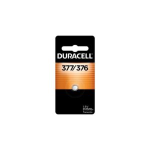 duracell 376/377 silver oxide button battery, 1 count pack, 376/377 1.5 volt battery, long-lasting for watches, medical devices, calculators, and more