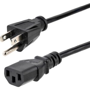 startech.com 6ft (1.8m) computer power cord, nema 5-15p to c13, 10a 125v, 18awg, black replacement ac power cord, printer power cord, pc power supply cable, monitor power cable - ul listed (pxt101)