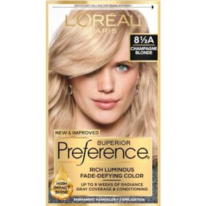 l'oreal paris superior preference fade-defying + shine permanent hair color, 8.5a champagne blonde, pack of 1, hair dye