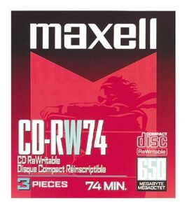 maxell(r) cd-rw, 650mb/74 minutes, 1x-4x, pack of 3