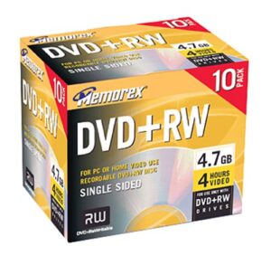 memorex 4.7gb dvd+rw media (10-pack)