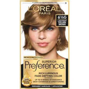 l'oreal paris superior preference fade-defying + shine permanent hair color, 6.5g lightest golden brown, pack of 1, hair dye