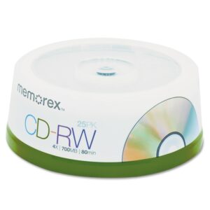 memorex 4x 700 mb/80-minute cd-rw discs (25-pack spindle)