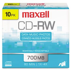 maxell max630011rewritable cdr 4x cd-rw media silver with slim cases