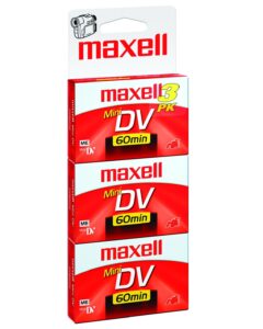 maxell 298016 premium grade mini dv video cassette 60 minutes 3 pack