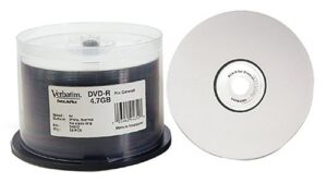 verbatim 50pk dvd-r 4.7gb 4x white (94612)