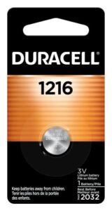 duracell cr1216 3v lithium battery, 1 count pack, lithium coin battery for key fob, car remote, glucose monitor, cr lithium 3 volt cell