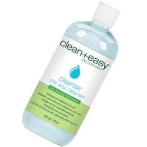 clean + easy cleanse- pre wax cleanser, removes any traces of oils and make-up before hair removal, essential pre-treatment for effective waxing, 16 oz