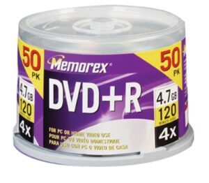 memorex 4.7gb 4x dvd+r 4.7gb (50-pack spindle)