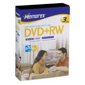 memorex 4.7gb dvd+rw media (3-pack)