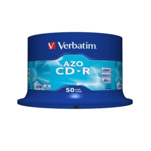 verbatim 43343 700mb 52x cd-r azo crystal 50 pack spindle