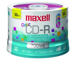 maxell 700 mb color 50pk cd-recordable discs 50-pack