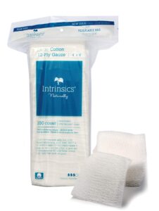 intrinsics 401423 med-esthetic 100% cotton large 12-ply gauze 4"x 4" - 200 count