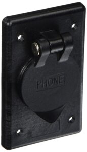 hubbell wiring systems ph6597 polycarbonate rectangular phone outlet with gasketed and spring-loaded lift cover, black