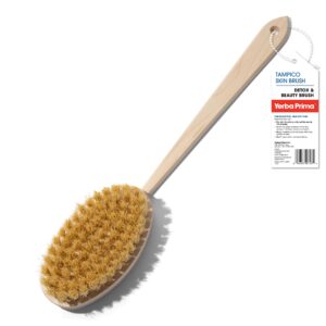 yerba prima tampico skin brush (pack of 1) - natural vegetable fiber bristles for dry skin brushing