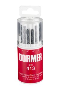 dormer a191413 jobber drill set, 1.5 mm - 6.5 mm x 0.5 mm + 3.3 mm, 4.2 mm size