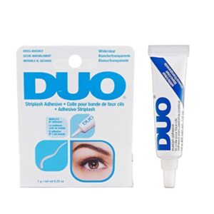 duo strip lash adhesive, clear/white - strong hold, waterproof lash glue for false lashes and lash clusters, long-lasting, quick-drying, invisible finish, 0.25 oz