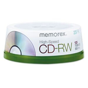 memorex 80 minute cd-rw 4x-12x high speed 25 pack spindle