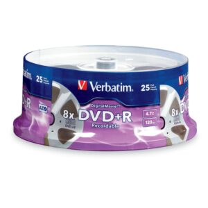 verbatim dvd+r 4.7gb 8x with digitalmovie surface - 25pk spindle