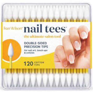 fran wilson nail tees cotton tips 120 count - the ultimate nail tool, multi-purpose double-sided swabs with pointed ends for precise touch-ups and the perfect at-home manicure & pedicure