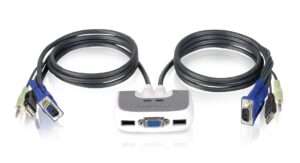 iogear 2-port usb vga miniview micro cabled kvm switch - 2048 x 1536 - hot keys switch - w/audio - plug n play - pc, mac, sun - gcs632u