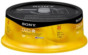 25dmr47rs4 - sony 16x dvd-r media 4.70 gb - 120mm standard - 25 pack spindle