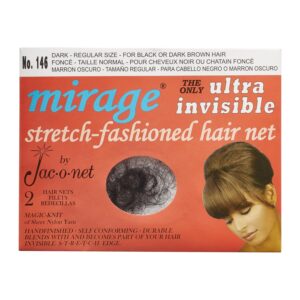 jac-o-net hair net mirage ultra-invisible dark, 2 nets per pack [1 pack]