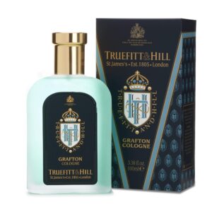 truefitt & hill luxury cologne - grafton - premium long-lasting amber and leather men's fragrance presented in a beautifully etched traditional atomizer bottle - 3.38 oz.