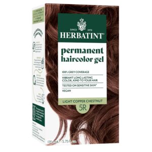 herbatint permanent hair dye for women - 5r light copper chestnut - for up to 100% gray coverage of resistant gray hair - ammonia-free, alcohol-free & vegan - salon influenced hair color 5.75 fl oz