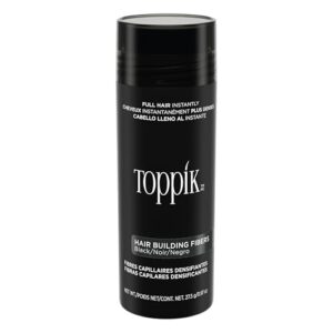 toppik hair building fibers, black, 27.5g | fill in fine or thinning hair | instantly thicker, fuller looking hair | 9 shades for men & women