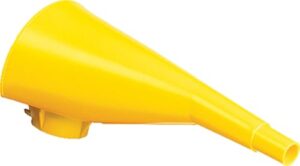 eagle plastic funnel for type i metal safety cans, 5"x 7"x 12", made of chemically resistant high-density polyethylene, yellow, made in the usa, f15fun