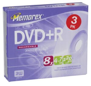 memorex 3pk dvd+r media 8x 4.7gb w/ (32025603)