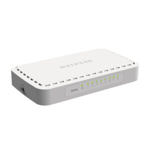 netgear 8-port gigabit ethernet unmanaged switch (gs608) - desktop or wall mount, home network hub, ethernet splitter, silent operation, plug-and-play