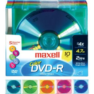 maxell mxl-dvd-r/color/10 4x color write-once dvd-r