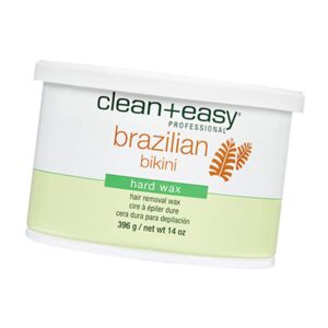 clean + easy brazilian hard wax, full body hair removal for all skin types, 14 oz