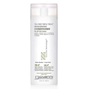 giovanni tea tree triple treat invigorating conditioner - cooling peppermint, eucalyptus, rosemary, helps dry flaking scalp, paraben free, helps to moisturize, smooth & detangle- 8.5 oz (1 pack)