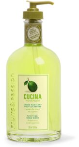 fruits & passion [cucina coriander & olive oil hand soap, (16.9 fl oz) - luxury kitchen liquid hand soap, vegan, natural moisturizing hand wash in glass hand soap dispenser