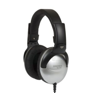 koss ur29 collapsible portable headphones, standard packaging black, silver