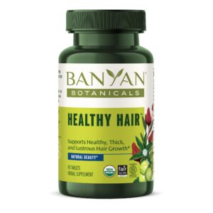 banyan botanicals healthy hair tablets – organic hair supplement with amla & bhringaraj – ayurvedic hair care for healthy, thick & lustrous hair* – 90 tablets – non gmo sustainably sourced vegan