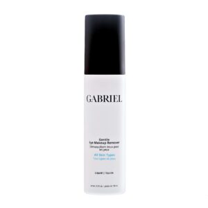 gabriel cosmetics gentle eye makeup remover, natural, paraben free, vegan, cruelty-free, non gmo, gentle eyemakeup remover infused with aloe vera to soothe and diffuse puffy eyes, 3.3oz.