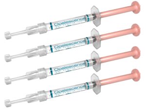 opalescence 10% gel syringes teeth whitening - refill kit (4 syringes total) carbamide peroxide. made by ultradent, in melon flavor. tooth whitening refill syringes