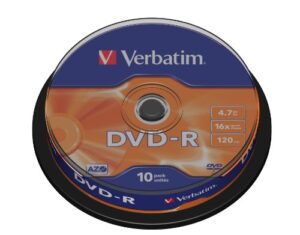 verbatim dvd-r discs with azo protection 10 spindle pack, bulk pack 10 x dvd-r blank discs with hard coat scratch guard and azo protection against uv, 16x speed, 4.7 gb