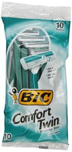 bic comfort twin disposable razors, 2 blades for a smooth and comfortable shave, 10-count